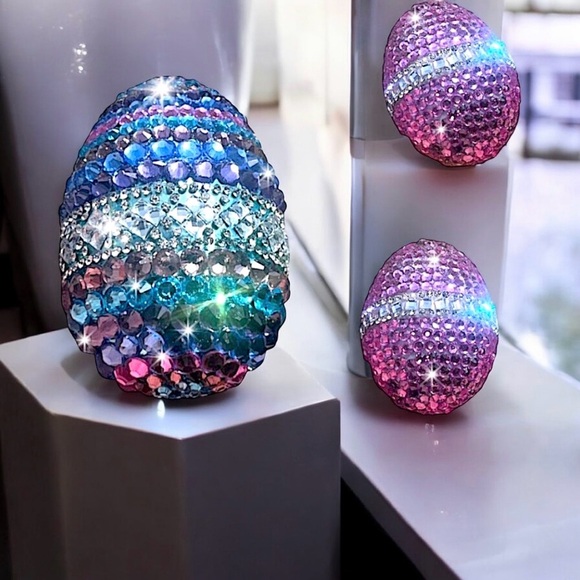 Hand Crafted | Holiday | Crystal Rhinestone Luxury Easter Egg Set 3 ...